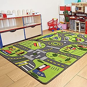 X-Large Kids Carpet Play Mat Rug for Playroom, 48'' x 72'’ City Life with Road Traffic Car Rug Mat, Learning and Educational Play Rugs Great for Kids Bedroom Play Room Boy Room Decor