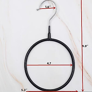 Joyindecor Belt/Scarf Hangers for Closet - 8 PCS Nonslip Space Saving Steel Tie Rings Holder Organizer for Neckties, Shawls Scarves, Veils, Pashminas Display(8 Pack, Black)