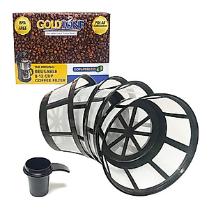 GoldTone Brand Reusable 8-12 Cup Basket Filter | Reusable Basket Coffee Filter Nylon Mesh fits Mr. Coffee, Black + Decker, Proctor Silex (4 Pack)