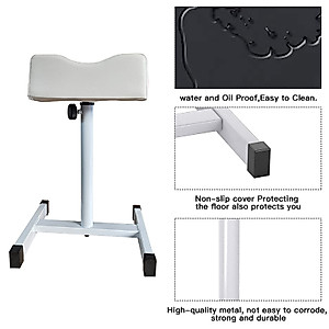CHAOEEMY Pedicure Foot Rest Adjustable Manicure Height Technician Stand Stool with Non-Slip Legs Nail Equipment Salon Spa,White