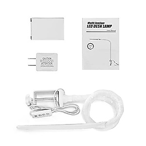 HAILOLY Desk Lamps for Home Office, White Desk Lamp with Clamp, LED Desk Lamp with USB Port,Eye-Caring Office Light Dimmable, Clamp Lamp for Desktop,Workbench