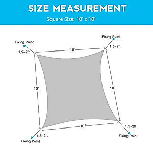 LAUREL CANYON 10' x 10' Sun Shade Sail Square Rectangle UV Bloack Patio Canopy for Outdoor Lawn Garden, Yellow Color