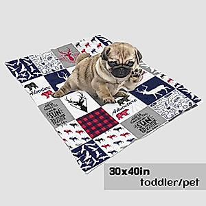 Zochoten Woodland Deer and Bear Flannel Blanket Microfiber Lightweight Decor Soft Cozy Warm Fluffy Blanket All Season for Bed Couch Travel Beach 40x30 inches for Pets, 40 x 30 in for Pets