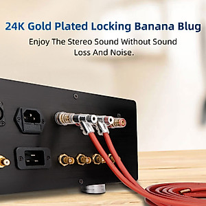 Monosaudio Locking Banana Plugs 8Pcs 45 Degree Banana Connectors Double Screw Speaker Banana Plug for 8-15 Guage Speaker Wire,Audio/Video Receiver,Sound Systems with L-Form Hex Wrench(Rhodium Plated)