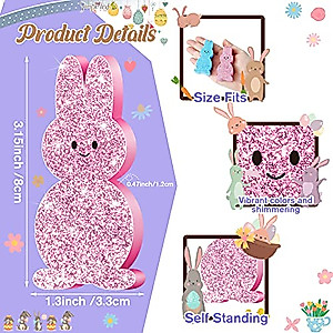 5 Pieces Easter Peep Tiered Tray Decor Spring Bunny Decor Easter Table Sign Colored Peeps Farmhouse Decor Wooden Bunny Decor for Spring Easter Birthday Home Office Farmhouse Party Decorations