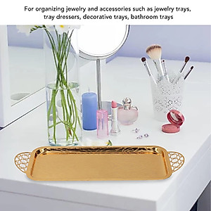 BEIJIALY Serving Tray Gold Retro Light Luxury Oblong Water Cup Tea Cup Fruit Tray with Star Handle for Home Living Room