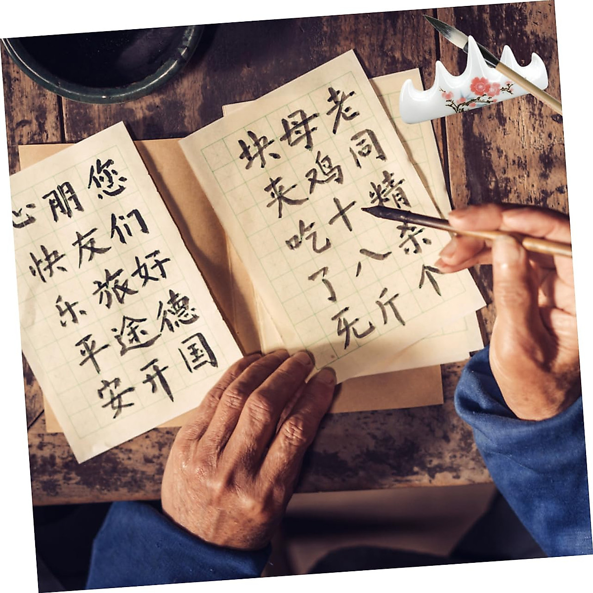 COHEALI 2pcs Brush Holder Chinese Decor Brush Pen Calligraphy Brush Table Stand Painting Writing Brush Rest Decked Pen Stand Pen Rack Calligraphy Supplies Bench Plum Bossom Ceramics White