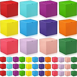 48 Pack Colorful Gift Boxes Kraft Paper Cube Boxes Easy Assemble Small Cardboard Boxes with Lids for Crafting Cupcake Christmas Wedding Presents Birthday Bridesmaids Proposal Party(3 x 3 x 3 Inch)