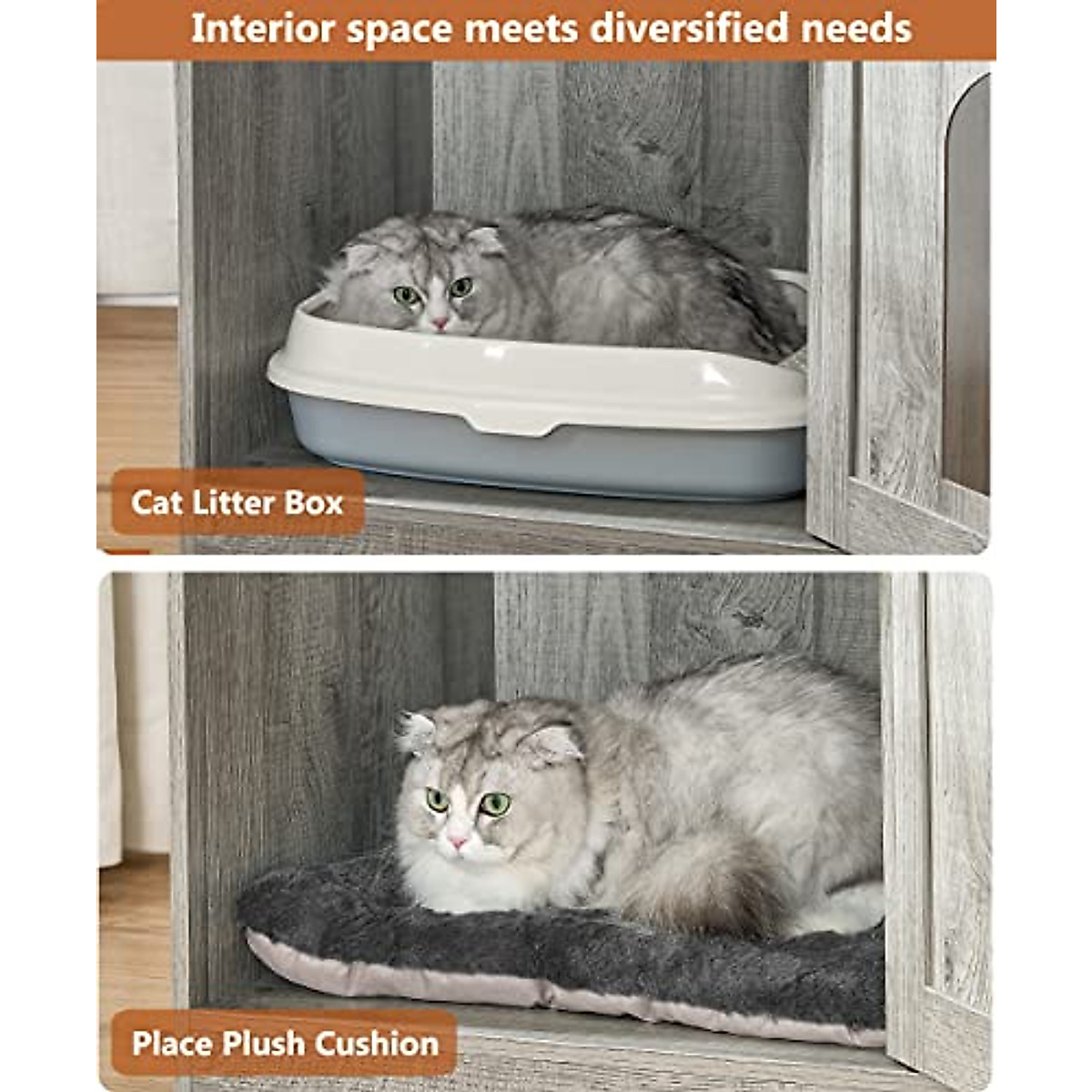 BEWISHOME Cat Litter Box Enclosure All-in-one Cat Tree with Litter Box Furniture Hidden Cat Tower with Plush Perch Scratching Posts Modern MMJ82Q