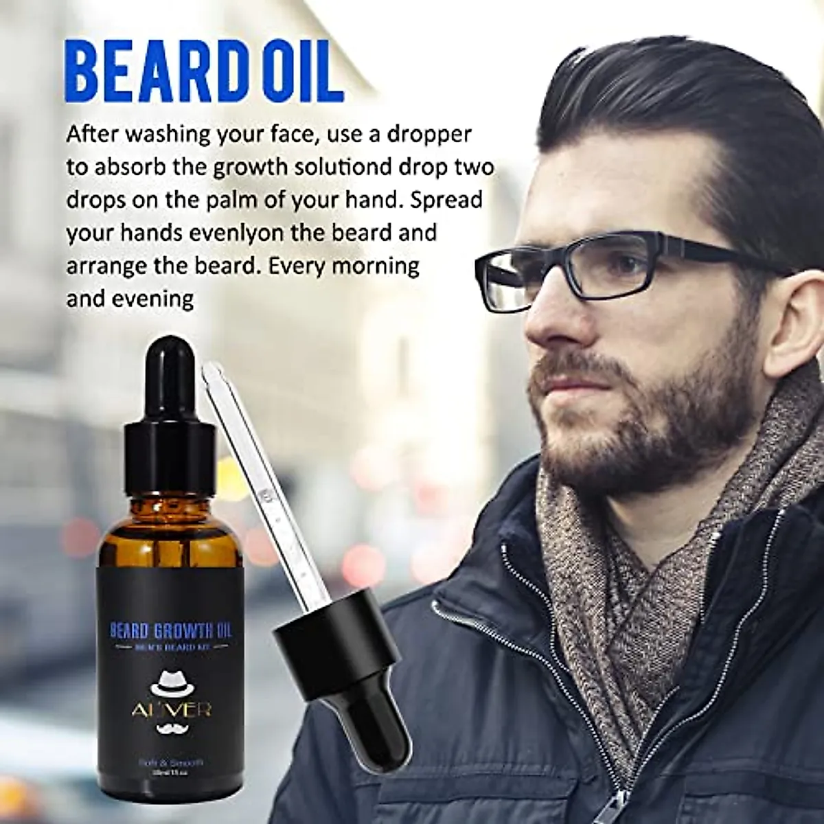 Beard Kit - Beard Growth Kit, Beard Grooming Kit with Beard Roller, Beard Growth Oil, Beard Serum, Balm, Comb, Beard Gifts Set for Men, Perfect Christmas Gifts for Dad/Boyfriend