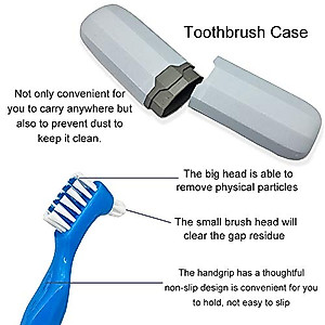 Denture Case Kit, 2 Denture Bath Cups with 2 Denture Brush & 2 Portable Toothbrush Box, Denture Brush Retainer Bath with Lid, Retainer Cleaning Denture Boxes, Toothbrush Kit for Travel