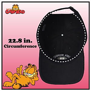 Garfield Dad Hat, Cotton Adjustable Baseball Cap with Curved Brim, Black, One Size