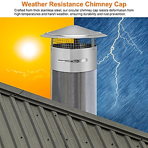 Chimney Cap 8 Inch Chimney Cap Round Stainless Steel Chimney Cover Chimney Rain Caps with Screen Chimney Caps for Outside One Top Chimney Cap 8 Inch