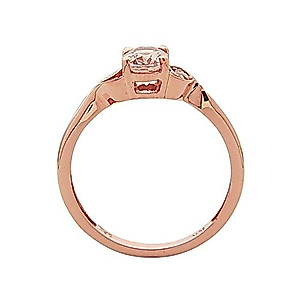 Gin & Grace 10K Rose Gold Genuine Morganite Ring with Diamonds for women | Ethically, authentically & organically sourced (Oval-cut) shaped Morganite jewelry for her | Morganite Ring for women