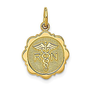 IceCarats 14K Yellow Gold Registered Nurse Caduceus Paramedic Rn Doctor Medical Student Nursing Symbol Necklace Charm Pendant 20mm x 12mm Only