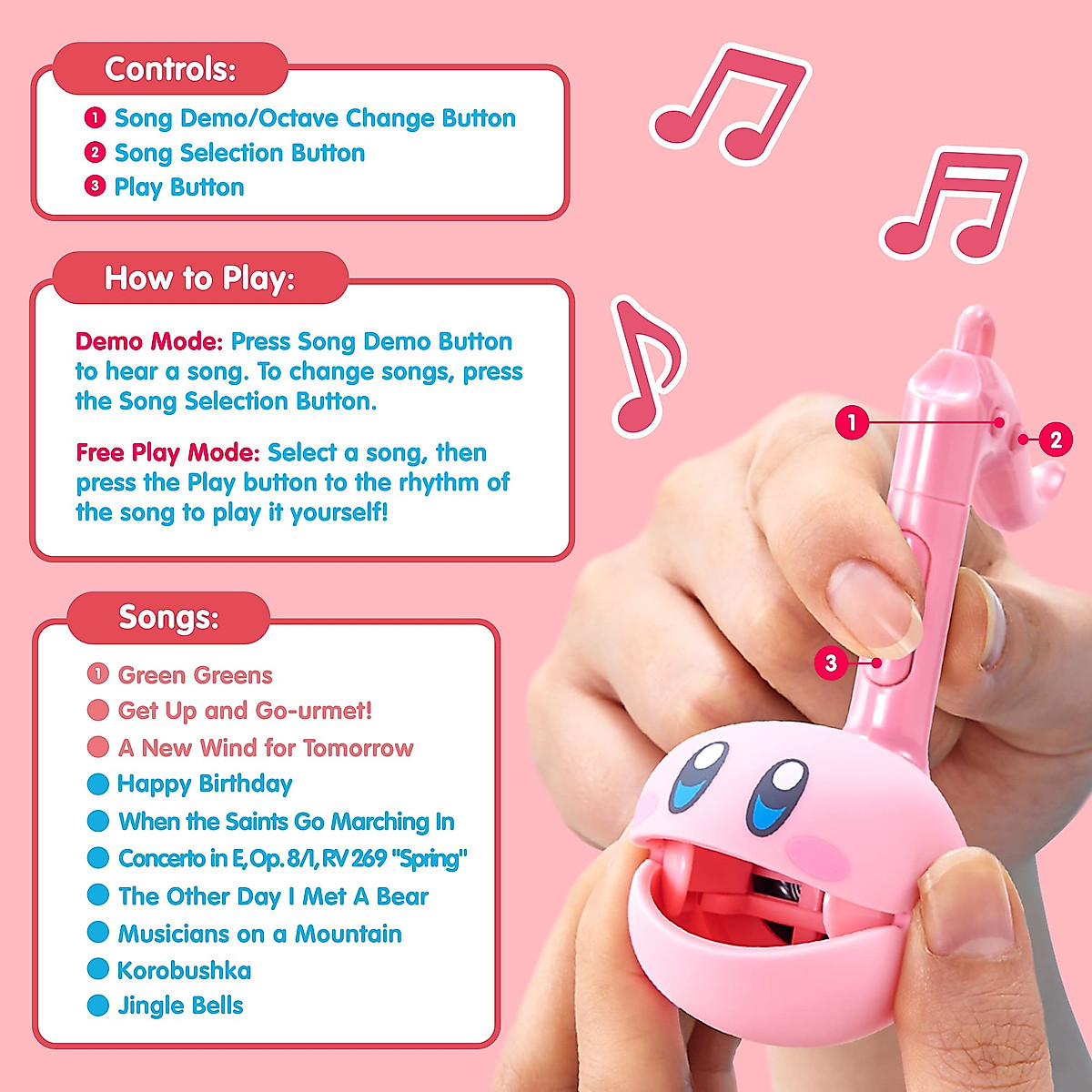 Otamatone Melody [Special Edition Nintendo Kirby] - Fun Japanese Electronic Musical Kids Toy Synthesizer Instrument by Maywa Denki [Includes Keychain Attachment and English Instructions]