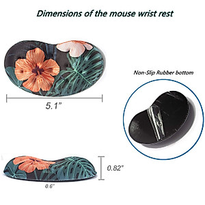 BRILA Ergonomic Memory Foam Mouse Wrist Rest Support Pad Cushion for Computer, Laptop, Office Work, PC Gaming - Massage Holes Design - Wrist Pain Relieve (Floral Leaves)