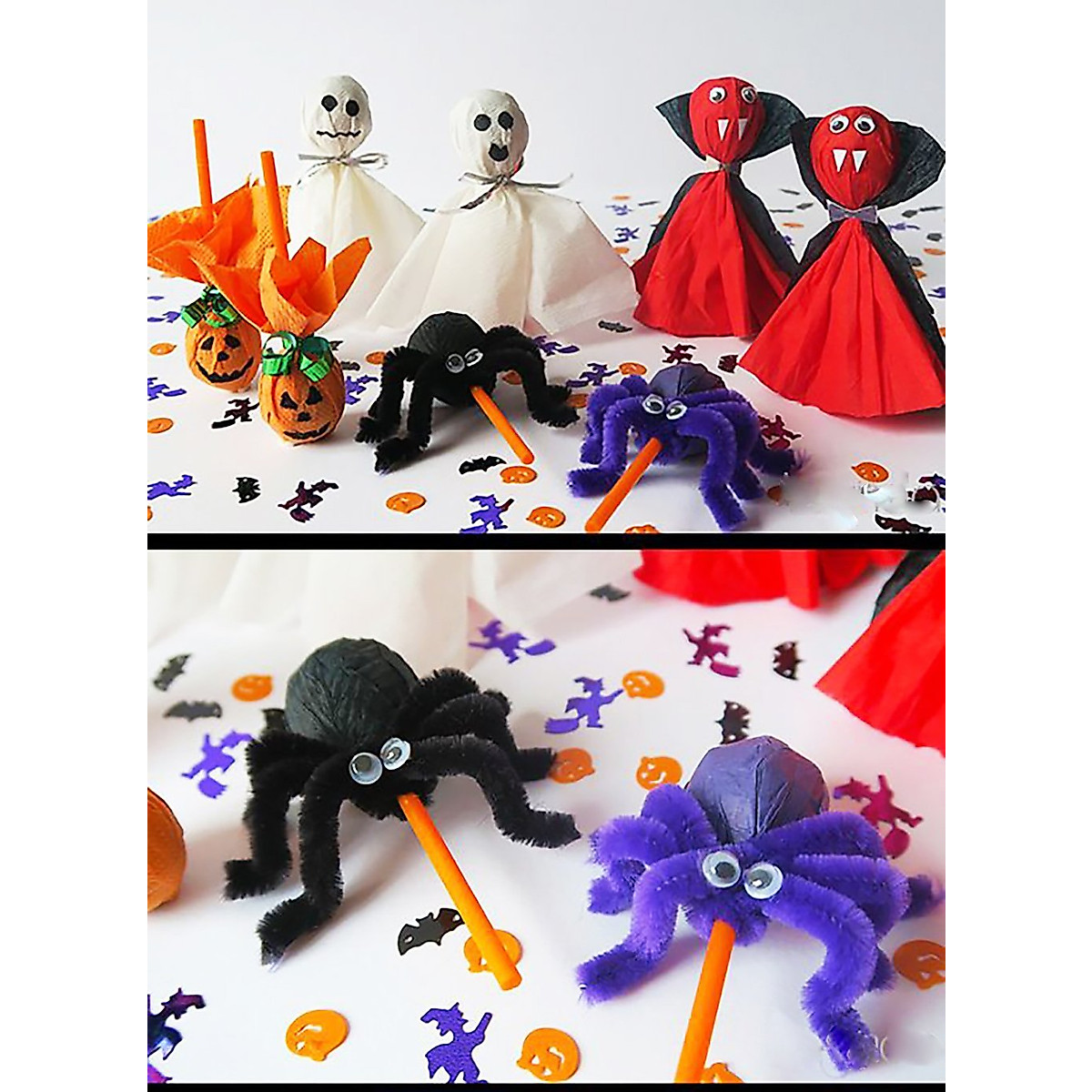 DIYASY 3000 Pcs Halloween Confetti Glitter,Confetti Sprinkles Bats Spider Pumpkin Table Scatter for Halloween Table Decorations