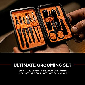 Ultimate Men's Grooming Kit, 10-Piece Set - The Arsenal Gift Set by Wild Willies, Multi-Purpose Manicure, Pedicure & Facial Tools Include Nail Clippers, Scissors, Tweezers & Blackhead Remover