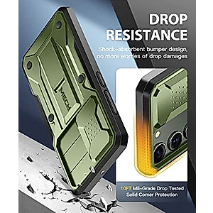 Tongate for Samsung Galaxy S23 Case with Sliding Camera Cover & Screen Protector, [10FT Military Drop Protection] Rugged Shockproof Phone Case for Galaxy S23 with Kickstand Case, Green