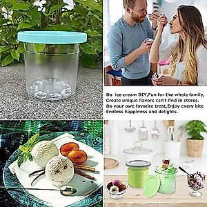 16 oz Ice Cream Pints Ice Cream Containers and Lids,Creami Pint Containers Color lids Ice Cream Storage Containers BPA-Free & Dishwasher Safe Cream Pints Cup for NC301 NC300 NC299AMZ Series (4Pcs)