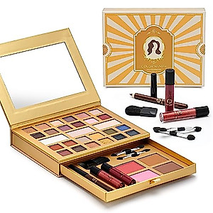 Color Nymph Makeup Kit for Women All in One Makeup Set for Teens Beginners Travel Makeup Palette Includes 24 Eyeshadows, Contour Powder, Highly Pigmented Lip Glosses, Brushes, Eyeliner Pencil and Mirror