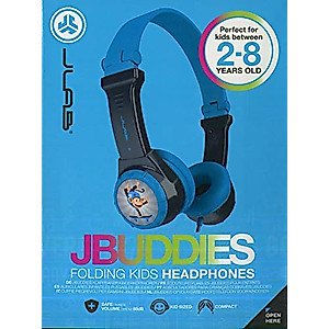 JLAB JBuddies Folding Kids Wired Headphones | Toddler Headphones | Noise Isolation | Kids Safe | Volume Limiting Headphones | Headphones for Children | Gray/Blue