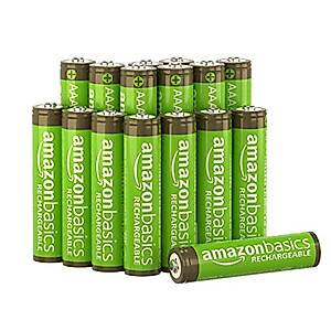 Amazon Basics 16-Pack AAA Performance 800 mAh Rechargeable Batteries, Pre-Charged, Recharge up to 1000x