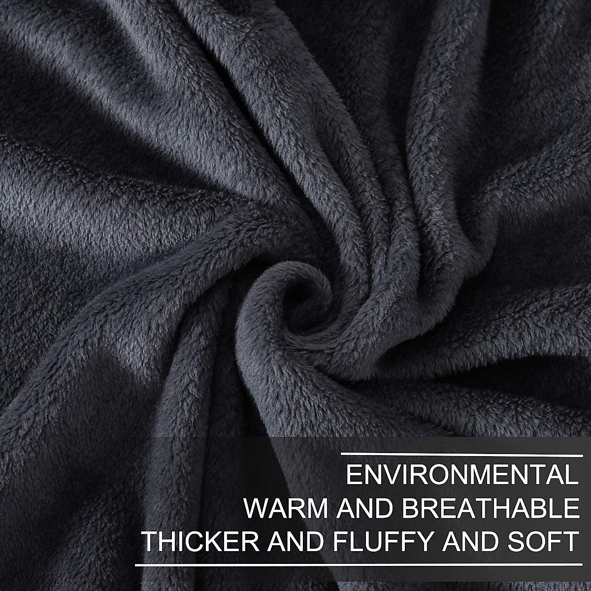 Fleece Blanket Queen Size for All Season 350GSM - Premium Lightweight Anti-Static Throw for Queen/Full size Bed Extra Soft Brush Fabric Warm Sofa Thermal Blanket 90" x 90"(Dark Gray Queen)