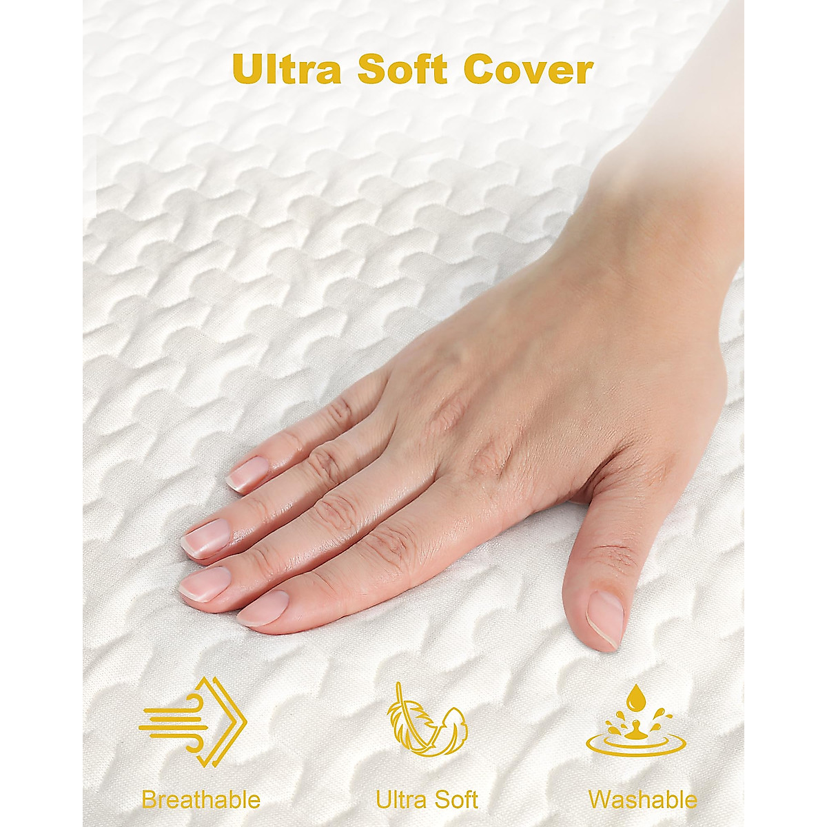Slumbrae [Full XL] Mattress Topper, 4" Memory Foam Mattress Topper with Ultra Soft Cover & Corner Straps, CertiPUR-US Certified, Gold