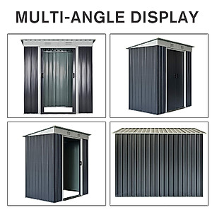 Outsunny 6' x 4' Backyard Garden Tool Storage Shed with Lockable Door, 2 Air Vents & Steel Construction, Black