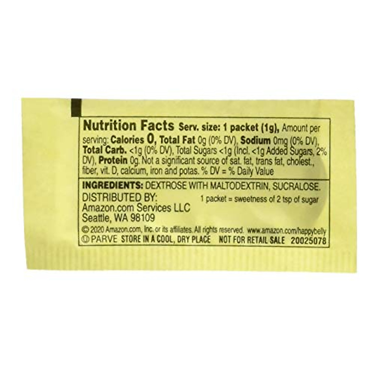 Amazon Brand - Happy Belly Zero Calorie Yellow Sucralose Sweetener Powder, 400 Packets, 14.1 ounce (Pack of 1)