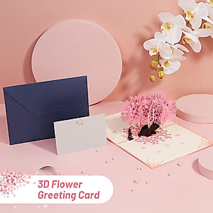 Shynek Cherry Blossom Pop Up Wedding Anniversary Card, 3D Love Card, Valentines Gift for Her, with Envelope and Blank Note