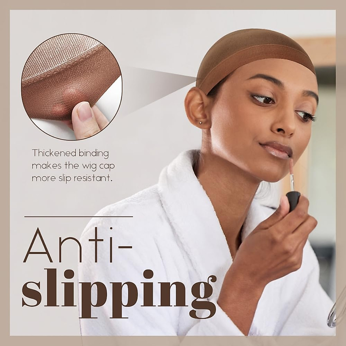 MYKURS Brown Wig Caps for Women, Stocking Cap for Lace Front Wig, Dark Brown 24 PCS