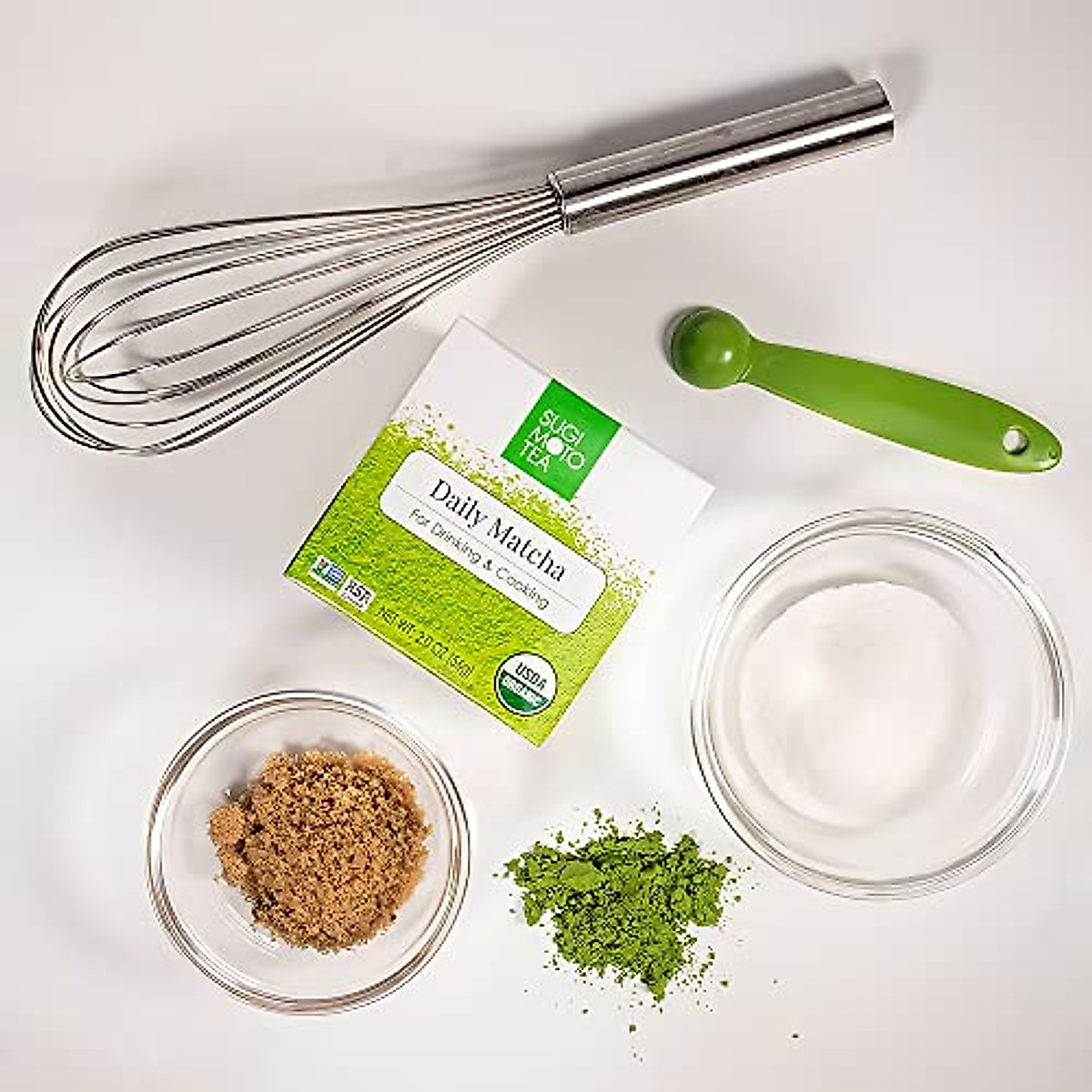 [Sugimoto Tea] Organic Daily Matcha, Authentic Japanese Origin, Versatile Green Tea Powder, USDA Organic, Kosher, Non-GMO, Ideal for Drinking & Cooking, 2.0 oz (57g) Box