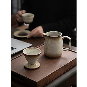 HYAXGM Pour Over Coffee Maker,Ceramic Coffee Maker With 100 pcs V60 Paper Filter，16oz/480ml Pour Over Coffee Dripper (Off White)