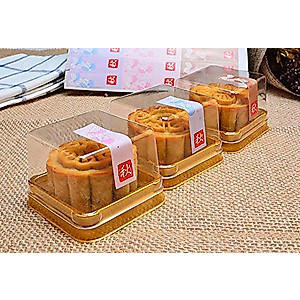 50 Pack of Gold Cake Pans,bottom 3 inch X height 1-1/2 Clear plastic mini cake box muffins cookies wedding birthday gift