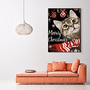 CHWGLFGG Meowy Christmas Diamond Painting Kits for Adults Beginners, Cat Snowflake 5D Diamond Art Kits, DIY Full Round Drill Gem Art, Winter Holiday Home Wall Decor 12 x 16 Inch