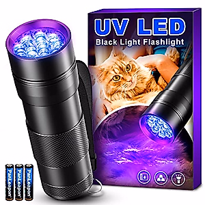 Fulighture Black Light Flashlight Mini, Small UV Black Light for Pet, Urine Detection for Dog Cat, Portable Ultraviolet Blacklight Flashlights 395nm, Resin Curing, Bed Bug, AAA Batteries Included