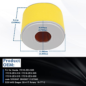 AWSZH 17210-ZE3-010 17210-ZE3-505 17218-ZE3-505 17210-ZE3-000 Air Filter Replacement for Honda GX390 13HP GX340 11HP Engine Pressure Washer Air Cleaner(2Pcs)