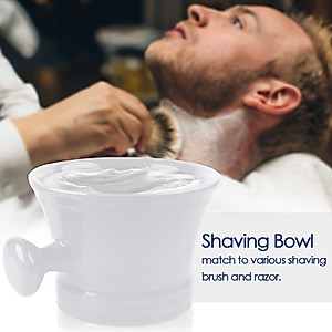Linkidea Ceramic Shaving Mug with Knob Handle, Deep Size Wet Shaving Cup, Razor Shave Soap and Cream Bowl for Men, White