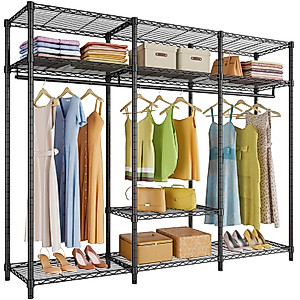 VIPEK V30 Garment Rack, Heavy Duty Clothes Rack with 7 Adjustable Shelves & 2 Hang Rods, Portable Closet System, Metal Closet Rack, Freestanding Wardrobe Closet for Hanging Clothes, Max Load 870lbs