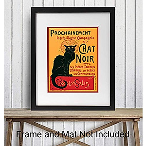 Le Chat Noir - The Black Cat - 8x10 Vintage French Poster Print - Steinlen Cats - Cat Wall Art - Cat Room Decor - Cat Lover Gifts for Women - Living Room Decor