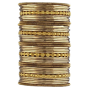 Aheli Stylish Indian Oxidized Bangle Set Ethnic Traditional Bollywood Fashion Wedding Wear Jewelry for Women (Gold_2.8 Inch)