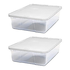 HOMZ 28 Quart Snaplock Clear Plastic Storage Tote Container Bin with Secure Lid and Handles for Home and Office Organization, (4 Pack)
