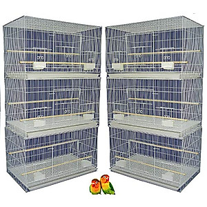 Lot of 6 Aviary Breeding Bird Finch Parakeet Aviary Canary Lovebird Budgie Flight Cage 24"x16"x16"H (White)