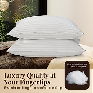 Qnoon Hotel Collection Bed Pillows for Sleeping, Bed Pillows Queen Size Set Of 2,Gusseted Pillow for Back, Stomach or Side Sleepers