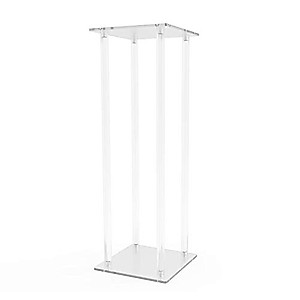 9 L X 9 W X 24" Tall Clear Acrylic Riser Transparent Plexiglass Pedestal Table Display Podium Glorifier Riser Stand Centerpiece Flower Sculputure Merchandise Lamp Book Stand 10043