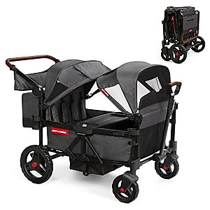Radio Flyer Voya Stroller Wagon, 4 Seater Wagon Stroller for Kids with Low Sides, Baby Stroller Wagon, Quad Stroller