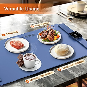 Food Warming Mat – Roll Up Food Warmer with Fast & Even Heating, Premium-Grade Silicon Material, 5 Temperature Settings, Auto Shut-Off - Versatile Food Warmers for Parties, Buffets, and Home Use